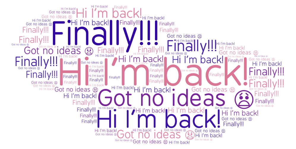 Yay I'm back!!! – WordArt.com
